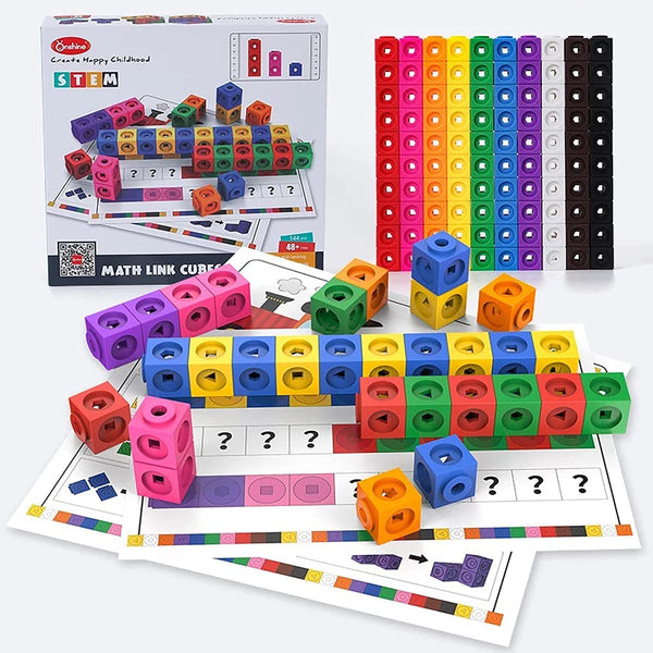 Onshine STEM Manipulative MathLink Math Link Cubes with Activity Cards ...