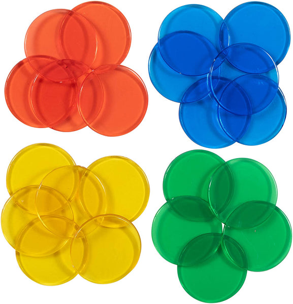 Transparent Plastic Counters, Set of 100 - 1 inch diameter ...