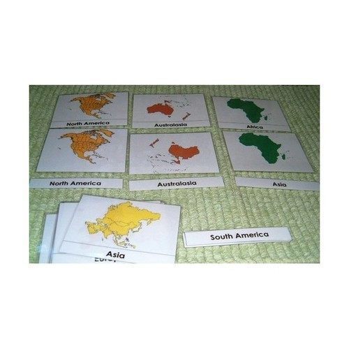Montessori Nomenclature- 3 Parts Cards - Continents - RightToLearn.com.sg