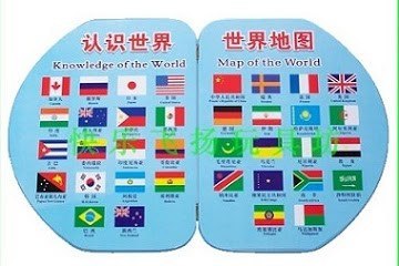 World Map With World Flags - Bilingual - RightToLearn.com.sg